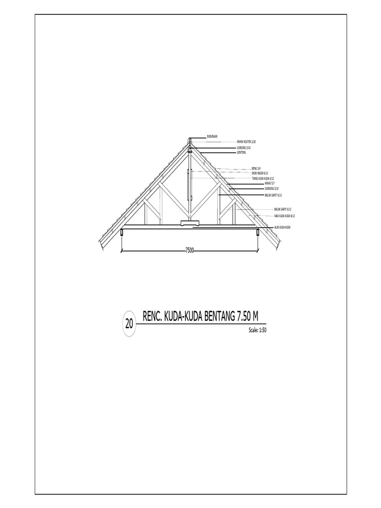 Rencana Kuda-Kuda Bentang 7.5 Meter | PDF