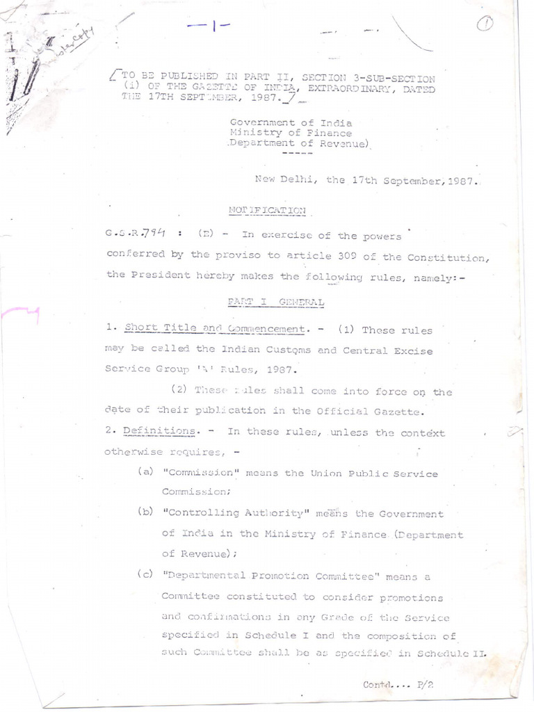 1987 - 2 - The Recruitment Rules of IC&CES, As Called As Indian Customs ...