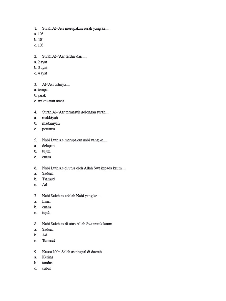 Soal Tentang Surah Al-'Asr | PDF