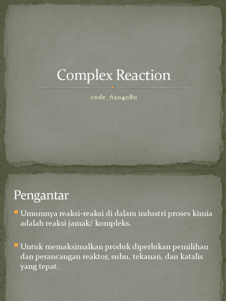 Complex Reaction | PDF