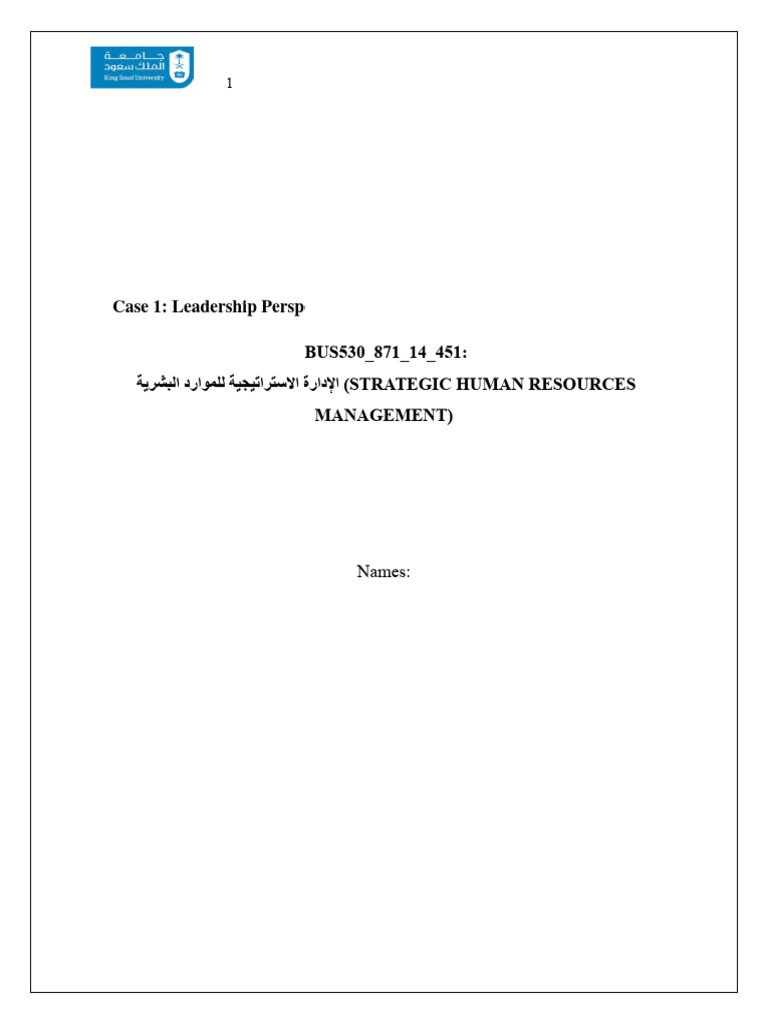 SHRM Case 1 Oct2023 COURSE HERO 1 | PDF | Leadership | Transformational Leadership