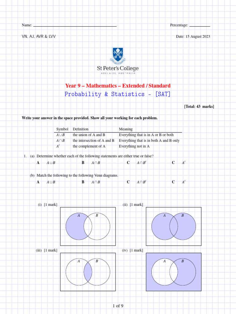 9 Probability (2023) (SAT) | PDF | Mathematics