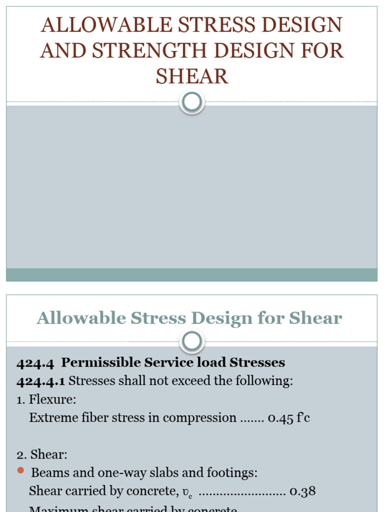 Allowable Stress Design and Strength Design For Shear | PDF | Stress ...