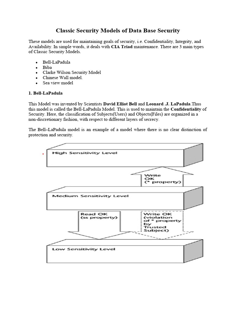 Classic Security Models of Data Base Security | Download Free PDF ...