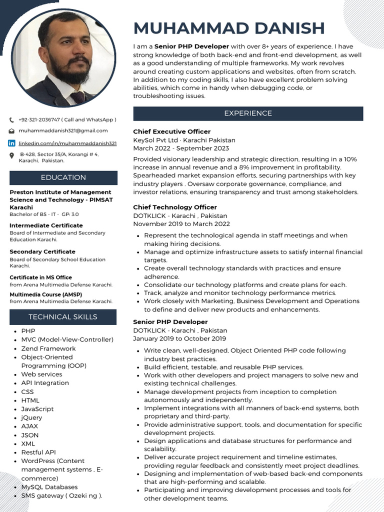 Muhammad Danish CV2023 | PDF | Php | World Wide Web