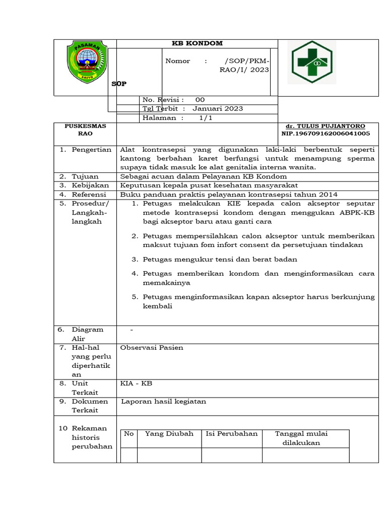 Sop & Kak KB Kondom Fix | PDF