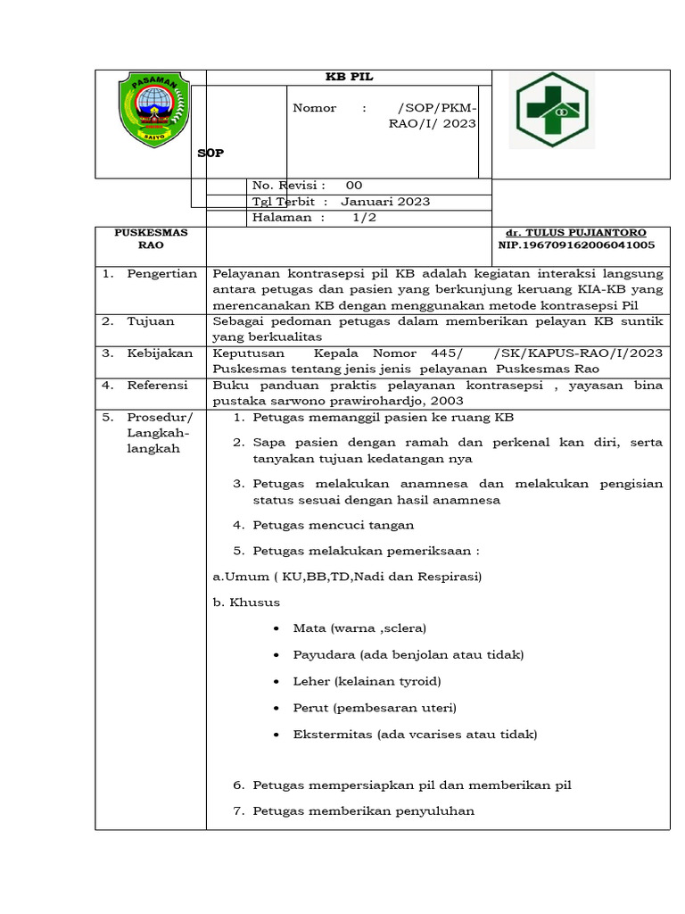 SOP & KAK KB PIL FIX | PDF