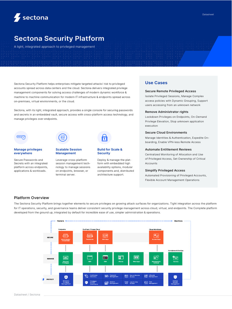 Datasheet Sectona Security Platform | PDF | Cloud Computing | Telecommunications