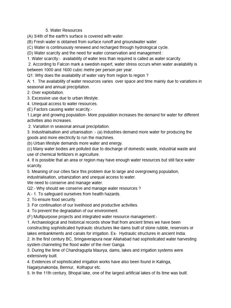 5.water Resources | PDF | Water Resources | Water Scarcity