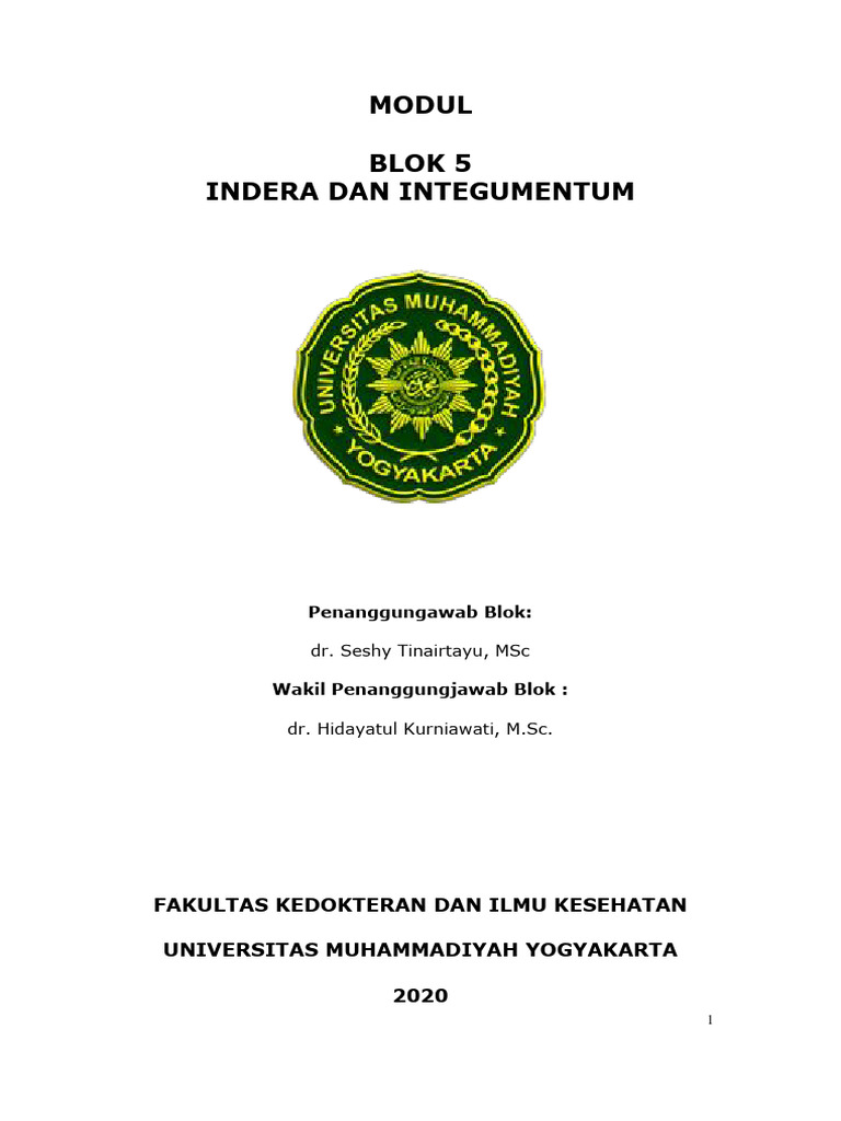 Modul Blok 5-Indera Dan Integumentum 2020 - Upload Repository | PDF