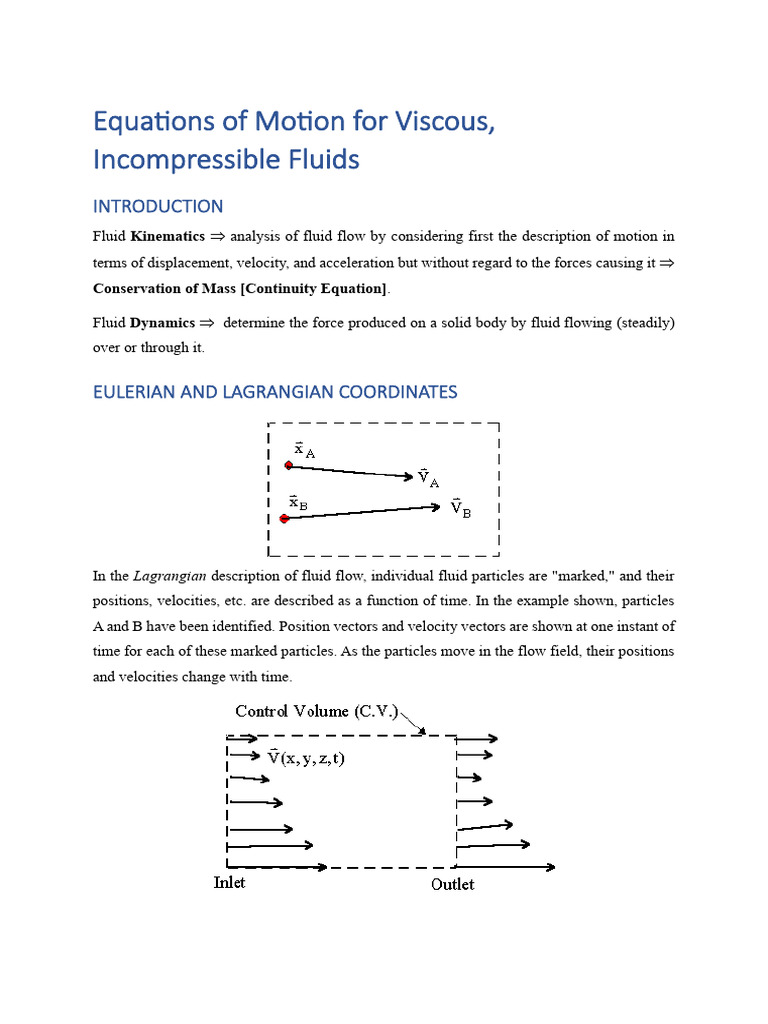 N1 - Equations of Motion For Viscous Incompressible Fluid | PDF | Continuum Mechanics | Fluid ...