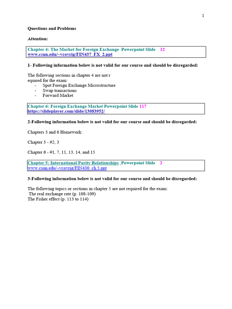FNCE 4047 Exchange Rate Problems and Solutions | PDF | Exchange Rate ...