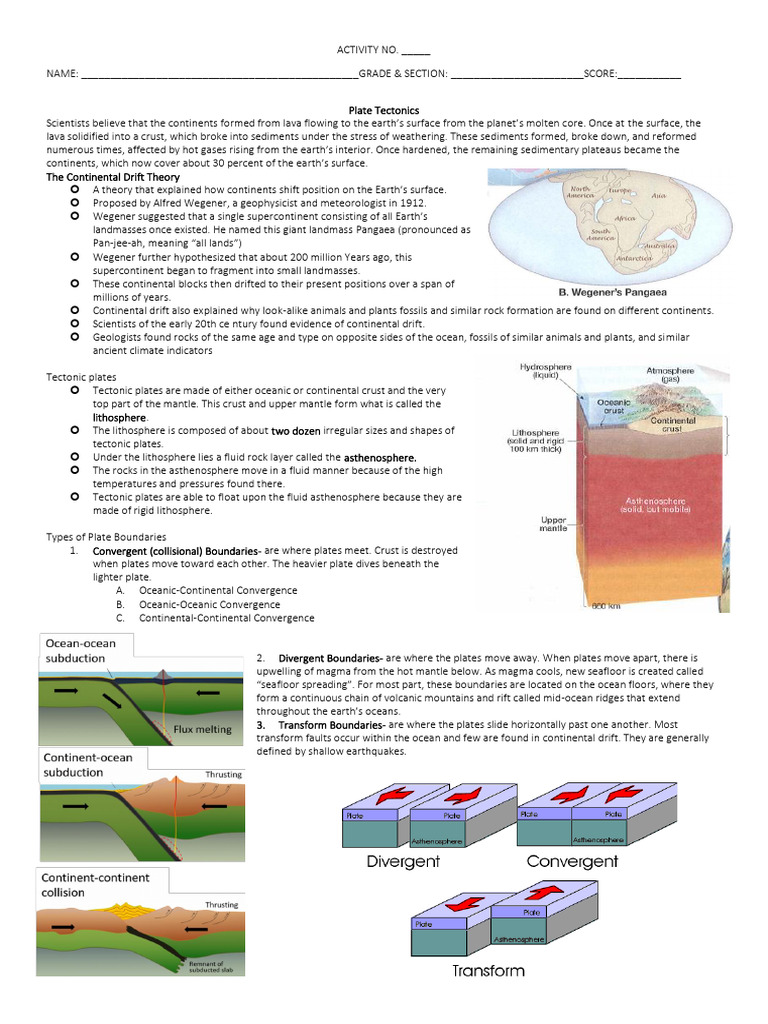 Activity 5 Tectonic Plate Boundaries | PDF | Plate Tectonics | Earth