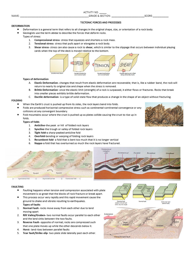 Activity 6 Tectonic Forces and Processes | PDF | Fault (Geology) | Stress (Mechanics)