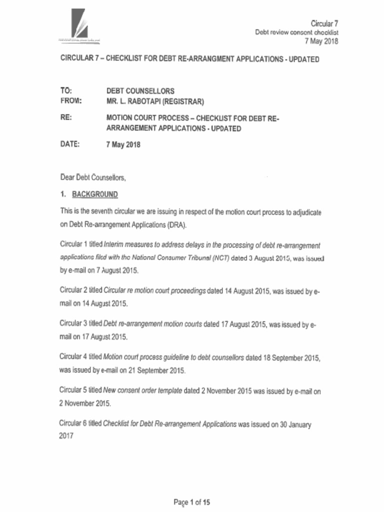 Circular 7 Checklist For DRA | PDF