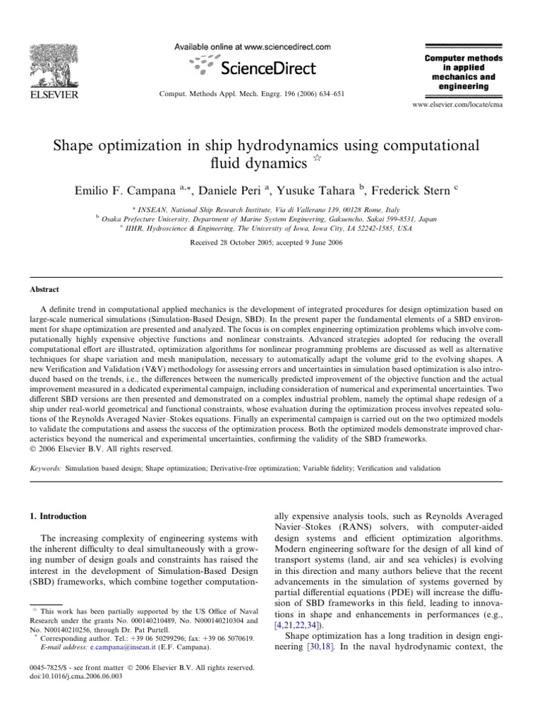 Shape Optimization in Ship Hydrodynamics Using Computational | PDF | Mathematical Optimization ...