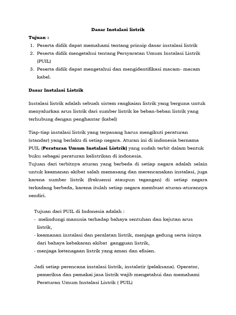 Dasar Instalasi Listrik | PDF | Teknologi & Rekayasa