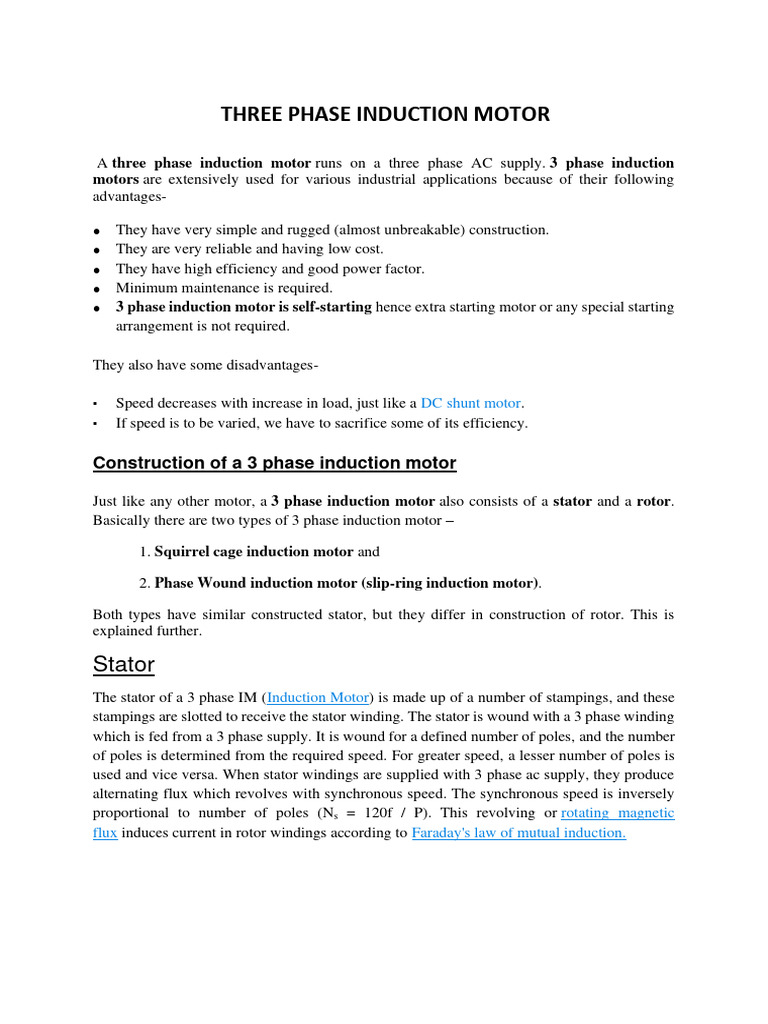 Three Phase Induction Motor | PDF | Electric Motor | Electrodynamics