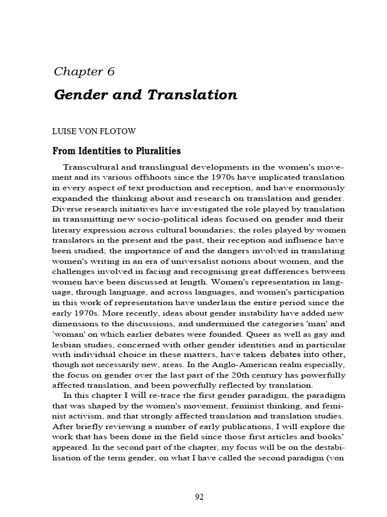 Gender and Translation Studies | PDF | Linguistics | Gender