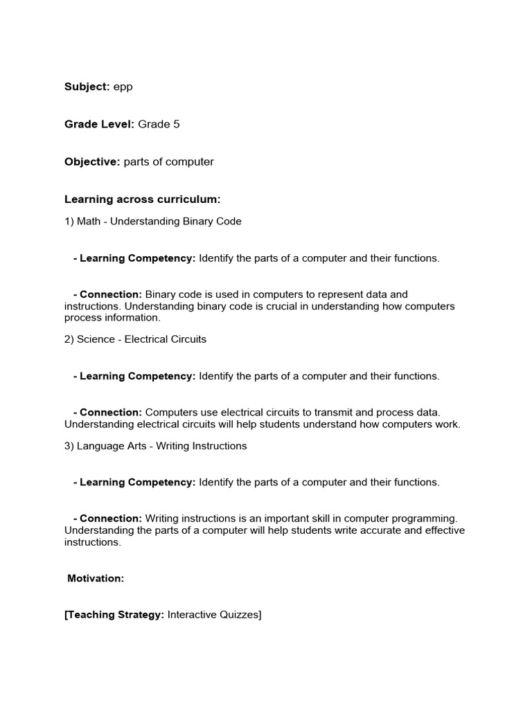 Lesson Plan | Download Free PDF | Input/Output | Learning