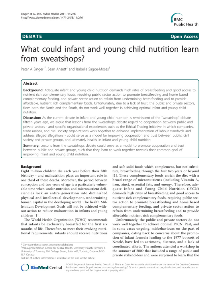 What Could Infant and Young Child Nutrition Learn From Sweatshops | PDF ...