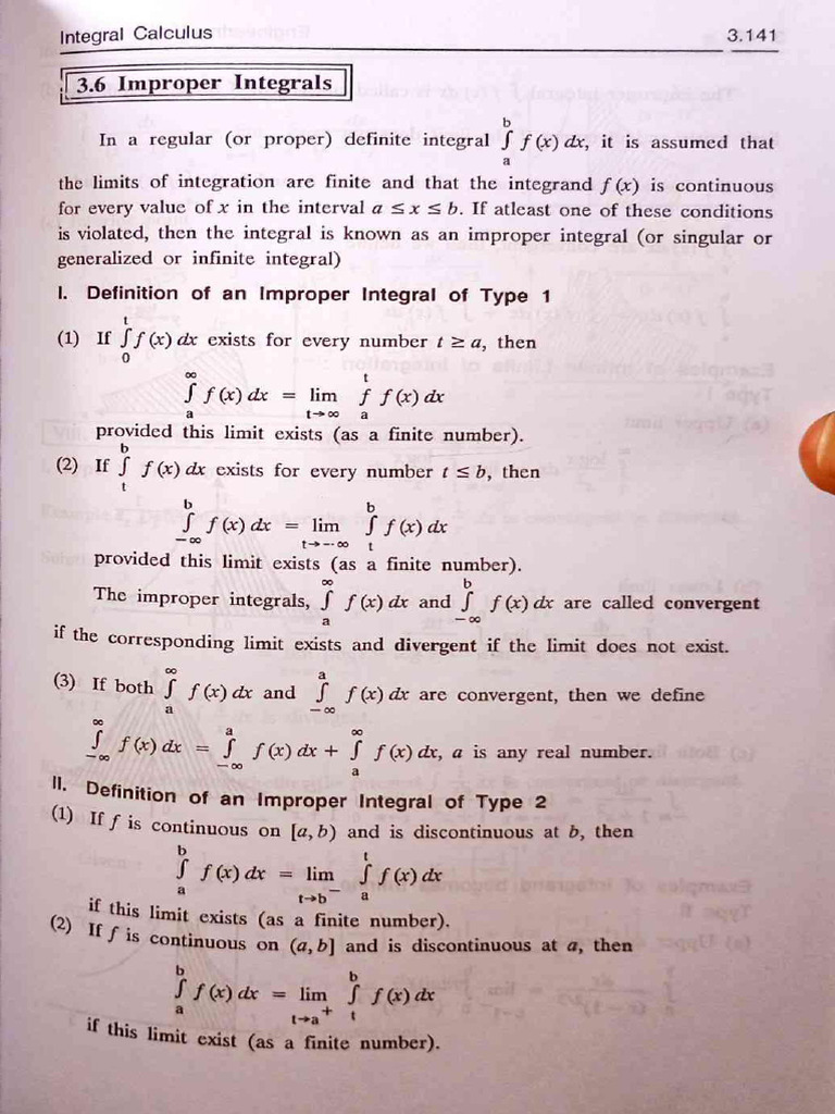 IMPROPER INTEGRALS | PDF