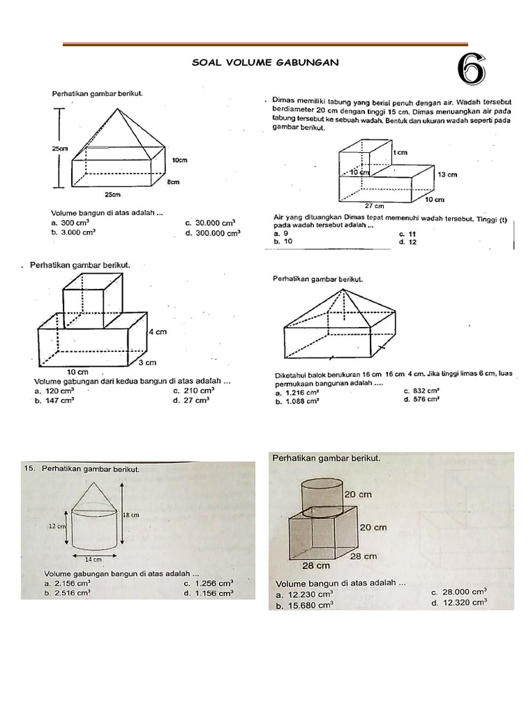 Soal Matematika Volume Gabungan Kelas 6-d14d4-3411 614 | PDF