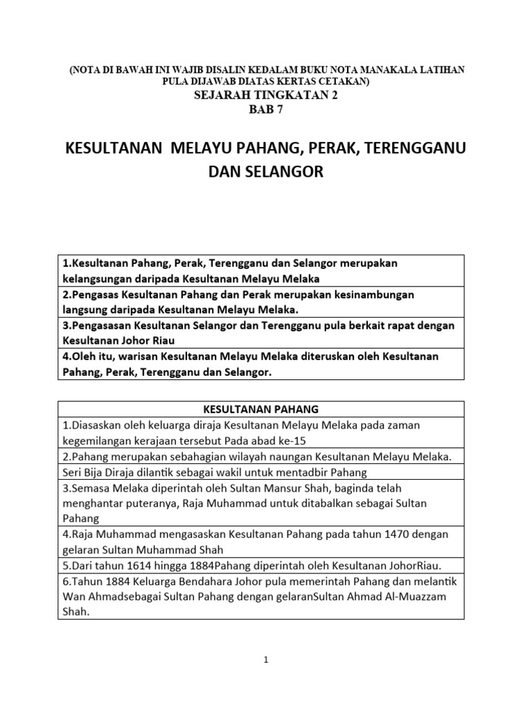 t2 b7 Sejarah - Nota | PDF