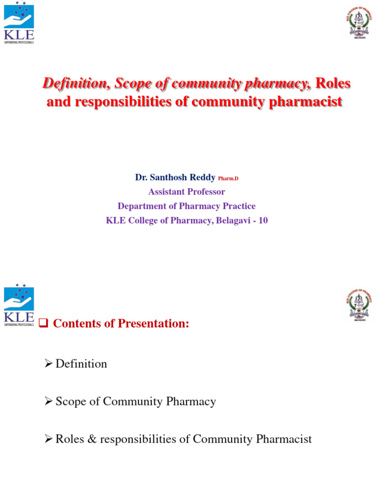 Community Pharmacy: Definition & Scope | PDF | Pharmacy | Medical ...