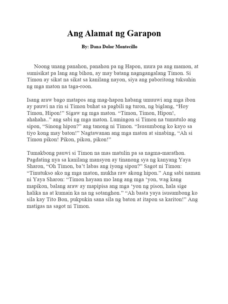 Ang Alamat NG Garapon.2 | PDF