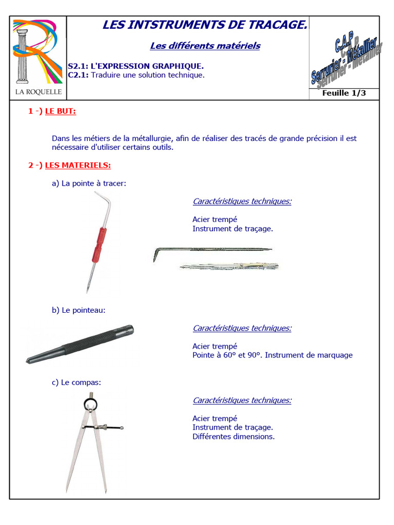 Instruments de Traçage en Métallurgie | PDF | Matériaux de construction ...