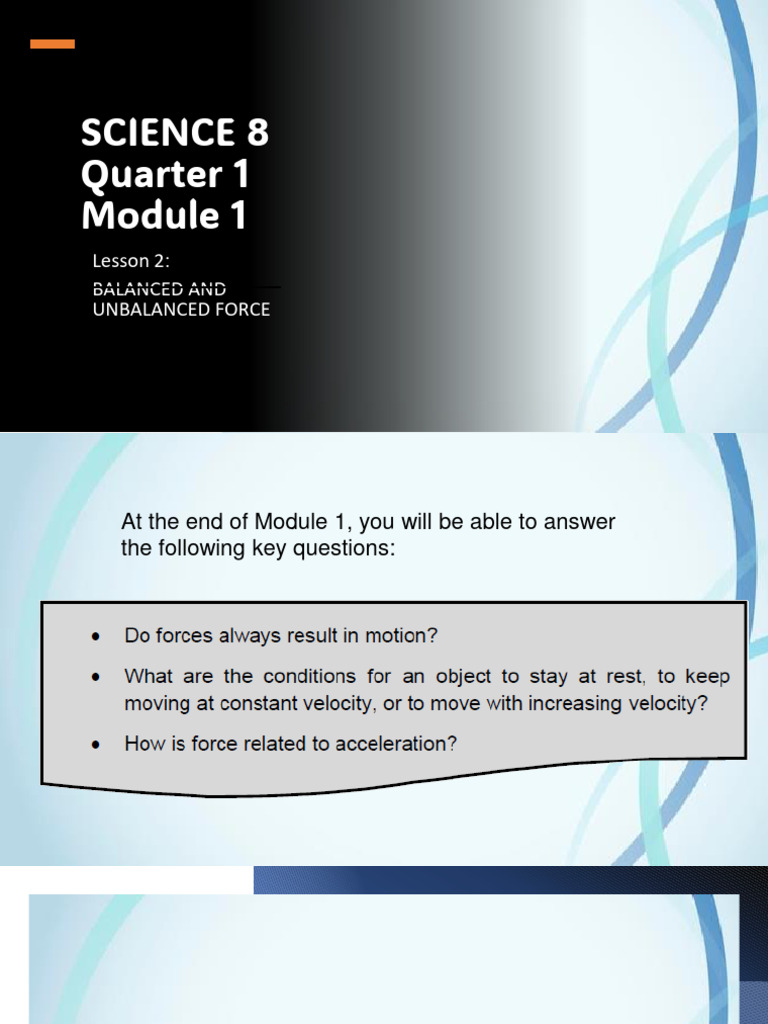 W1 Lesson 2. Balanced and Unbalanced Forces | PDF | Force | Tension (Physics)