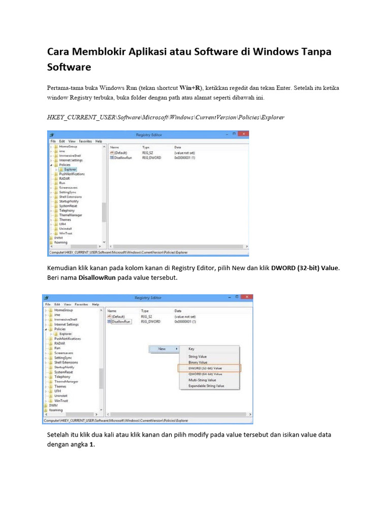 Cara Memblokir Aplikasi Atau Software Di Windows Tanpa Software | PDF