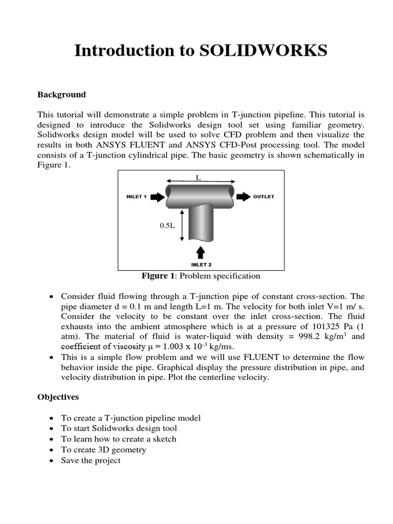1.solidworks T-Junction Pipe | PDF | Chemical Engineering | Fluid Mechanics