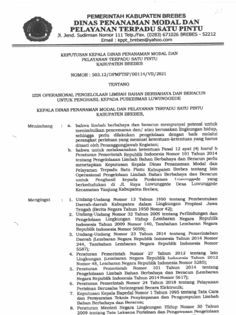 Contoh Ijin TPS B3 | PDF