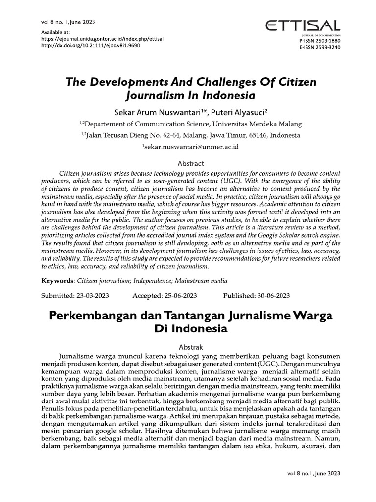 The Developments and Challenges of Citizen Journal | PDF
