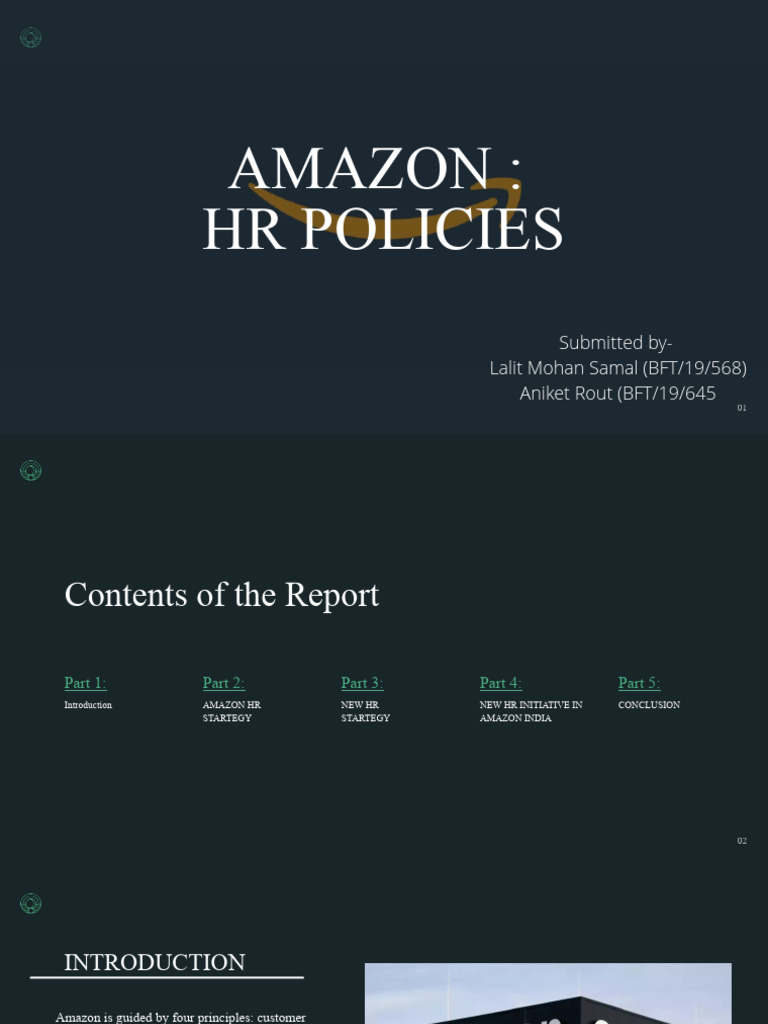 Amazon: HR Policies: Submitted By-Lalit Mohan Samal (BFT/19/568) Aniket ...