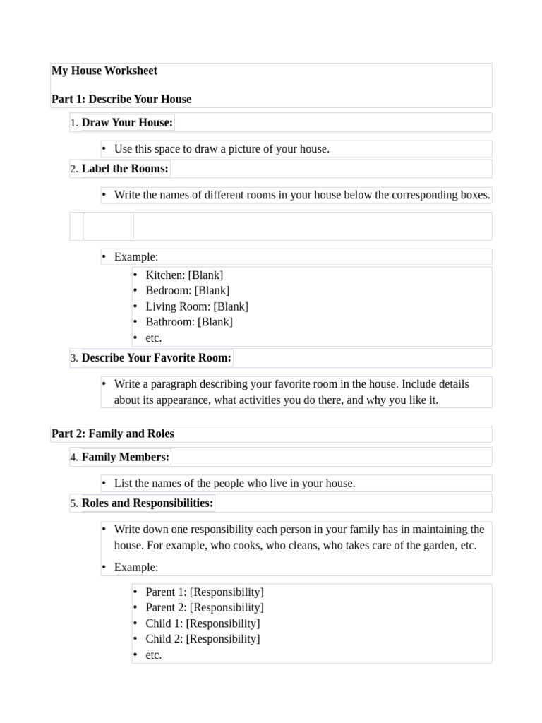 house worksheet | PDF