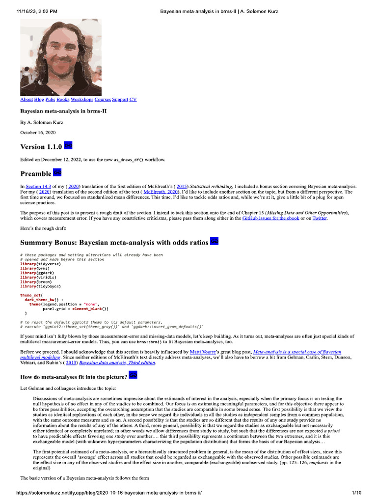 Bayes Meta Analysis in Brms | PDF
