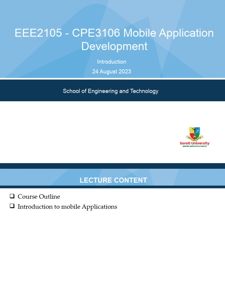 Week 1 Introduction To Mobile App Development Pdf Mobile App Android Operating System