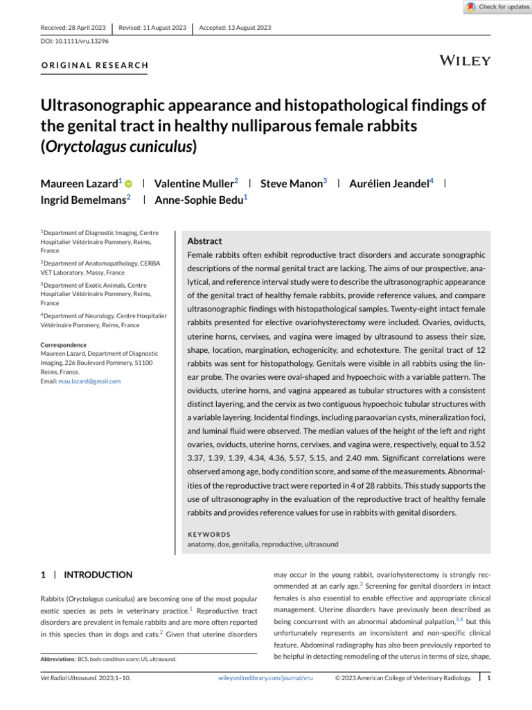 Ultrasonographic Appearance and Histopathological Findings of The ...