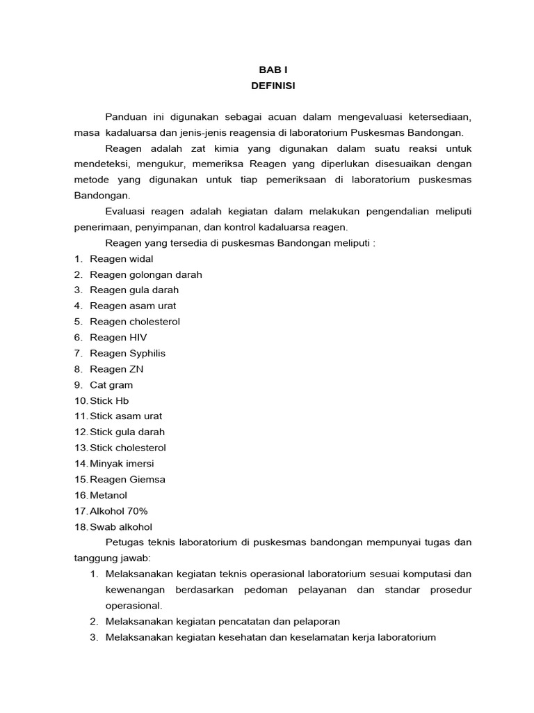Panduan Evaluasi Reagensia Laboratorium | PDF