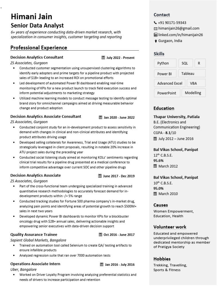 Resume - Himani Jain | PDF | Analytics | Business
