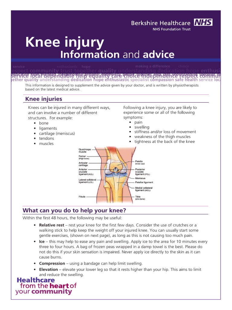 Knee Injury Leaflet | PDF | Knee | Causes Of Death