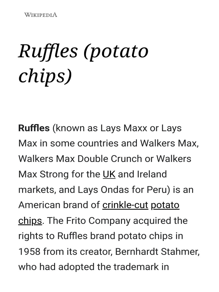 Ruffles Potato Chips: History & Flavors | PDF | Food Industry | Brand ...