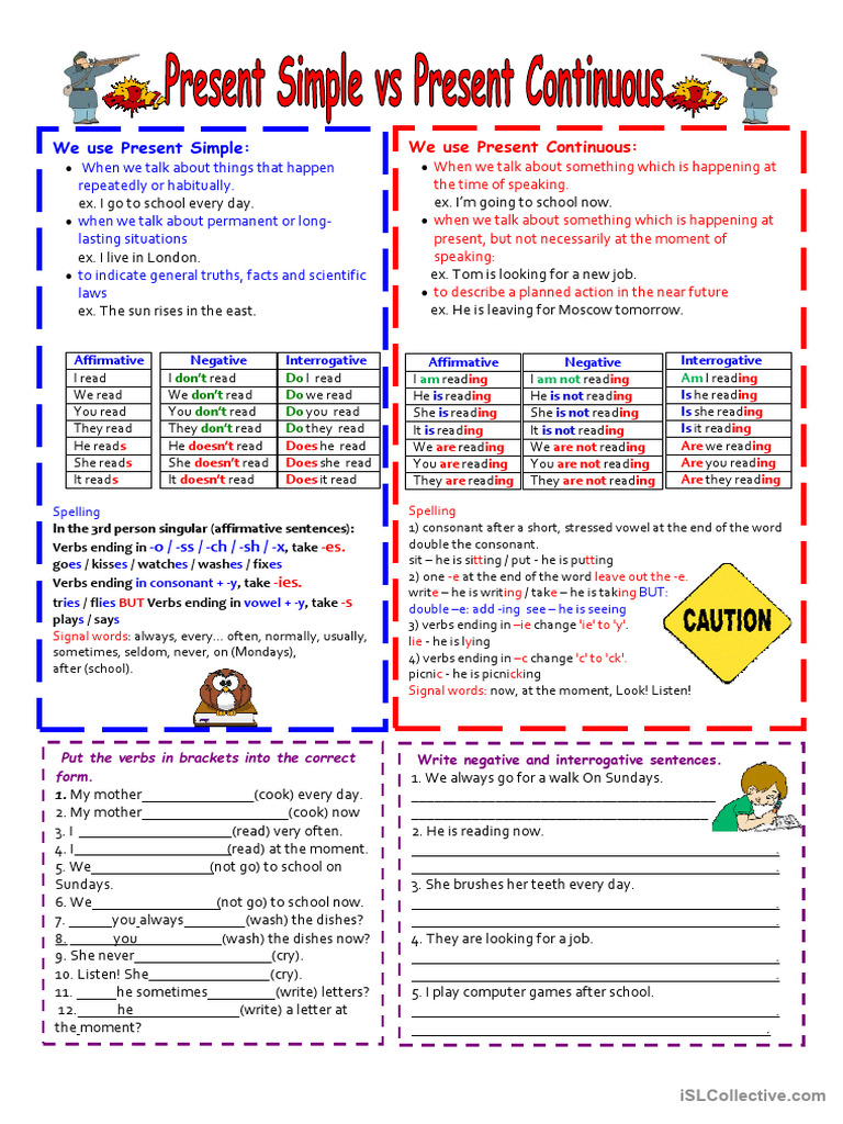 Present Simple vs. Present Continuous | PDF | Word | Grammar