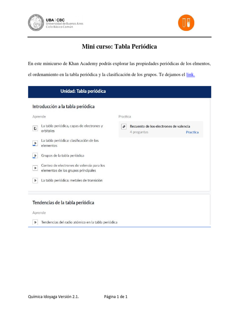 Mini Curso - Tabla Periódica | PDF