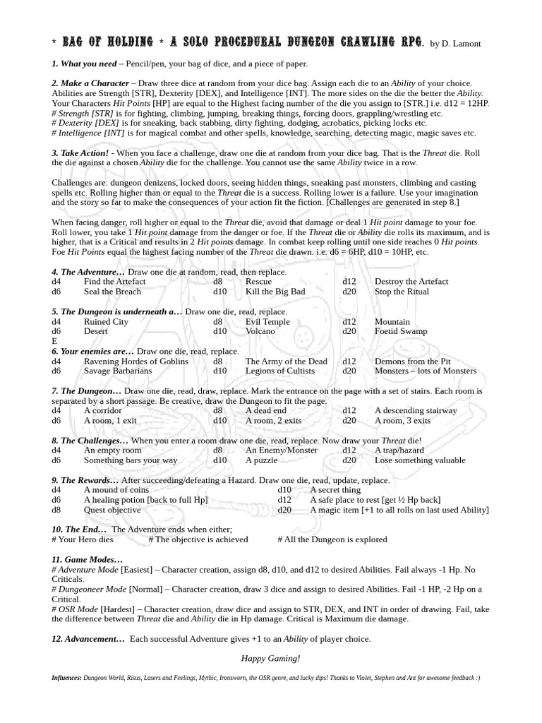 BoH RPG V1.1 | PDF | Gaming | Role Playing Games