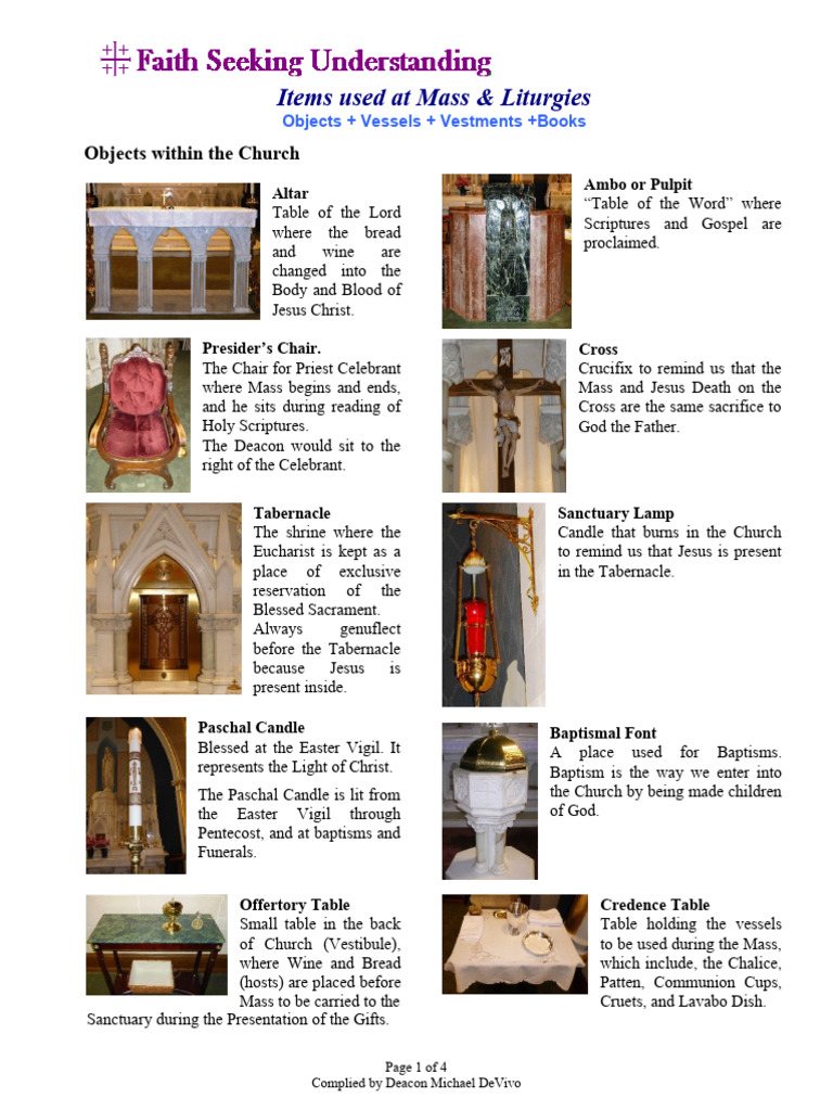 Items Used at Mass | PDF | Mass (Liturgy) | Eucharist