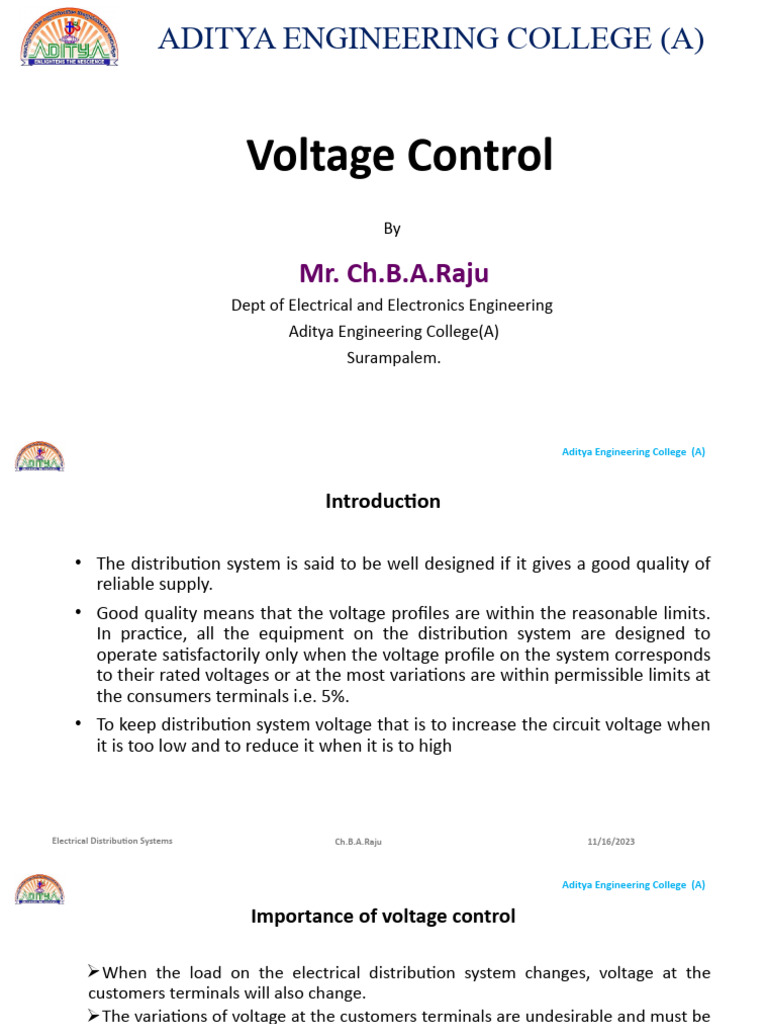 Electrical Distribution Systems - Unit - V - Voltage Control | PDF ...